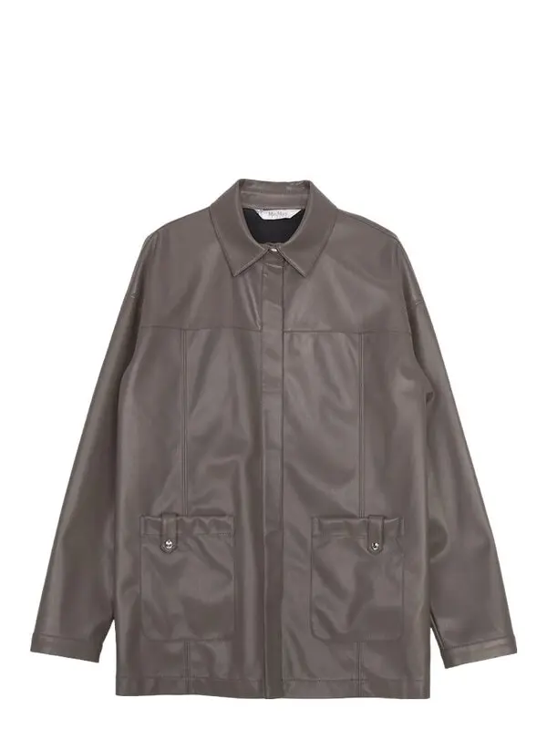 Max Mara Collared Long-sleeved Leather Jacket - No