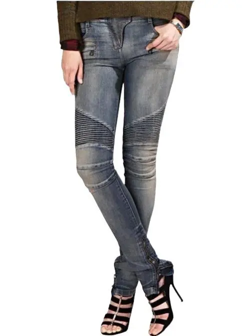 Balmain Moto Jeans - Gray