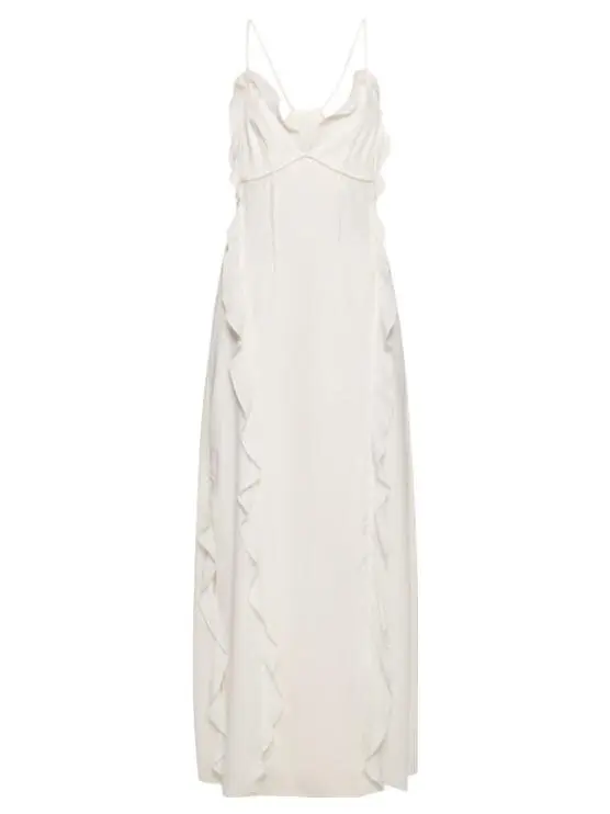 Simkhai Emily Pleated Maxi Slip Dress - White