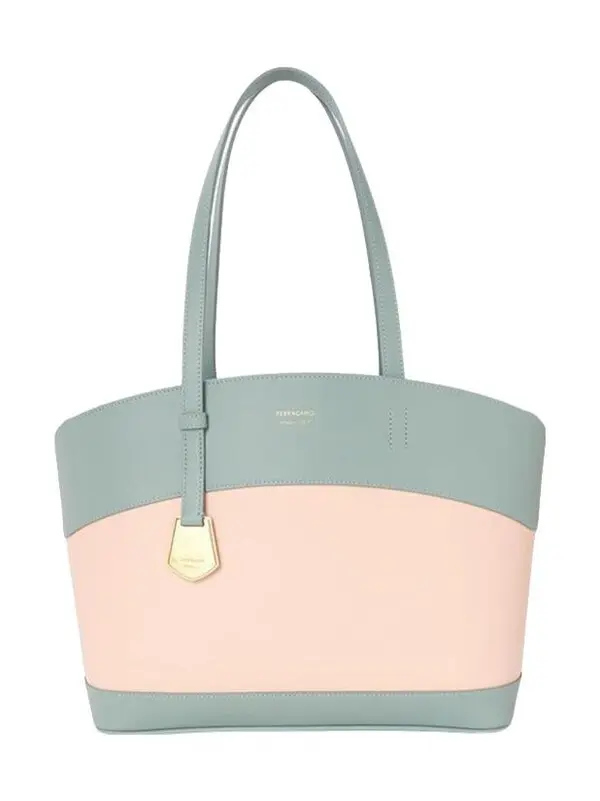 FERRAGAMO Double Handle Handbag With Detachable Pouch - Nude