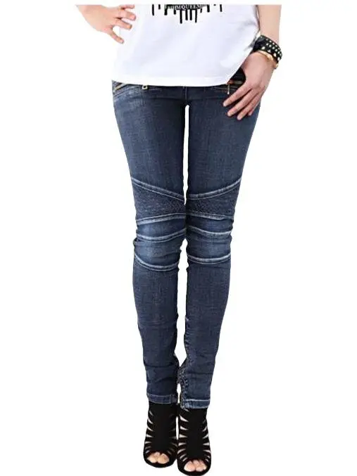 Balmain Moto Detailed Skinny Jeans - Blue