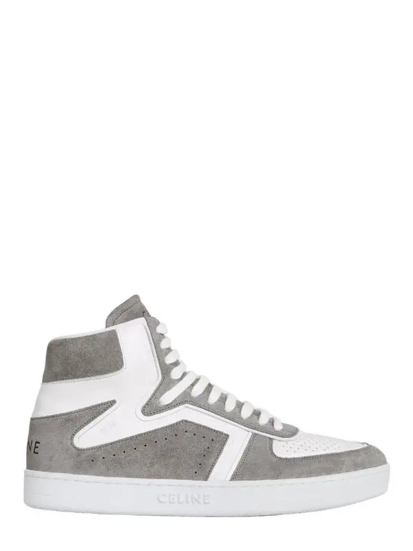 Celine Ct-01 Suede Calfskin High Top Sneakers - White