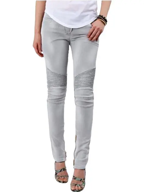 Balmain Moto Jeans With Zipper Cuffs - Gray