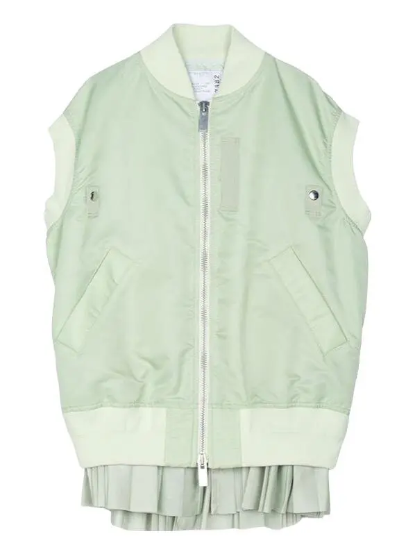 Sacai Padded Waistcoat With Pleated Hem - White