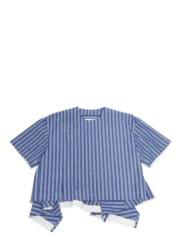 Sacai Short Sleeve T-shirt With Stripes - Blue