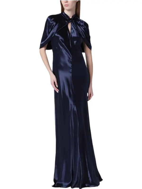 Alberta Ferretti Cape Detail Maxi Dress - Black