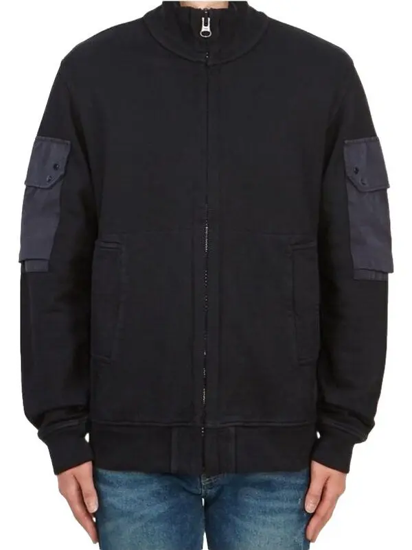 TEN C Long Sleeve Zip Up Casual Jacket - Black