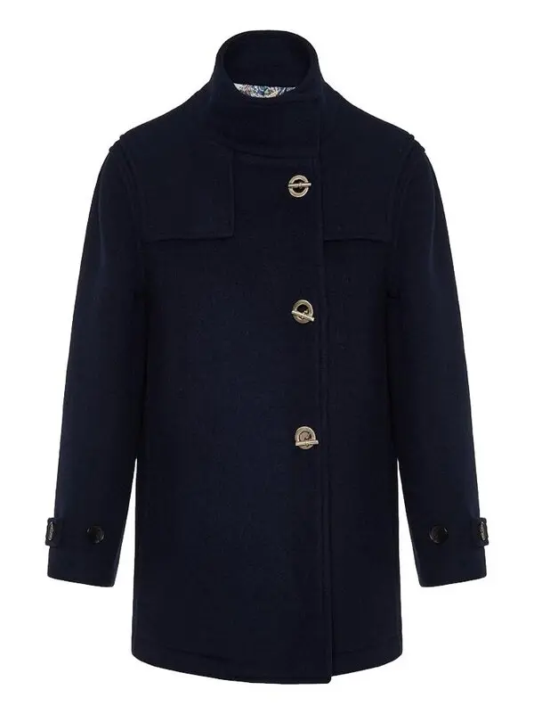 Etro Dark Blue Logo Coat - Black