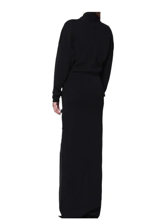 ENTIRE STUDIOS Long Sleeve Wide Neckline Maxi Dress - Black