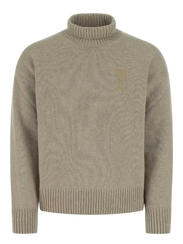 Ami High-neck De Coeur Jumper - Nude