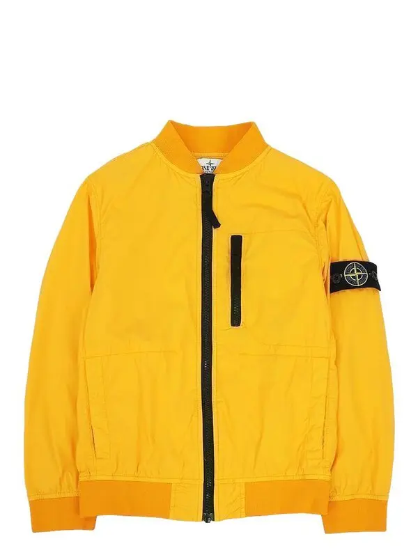 Stone Island Zip-up Bomber Jacket With Wappen Patch - Ochre