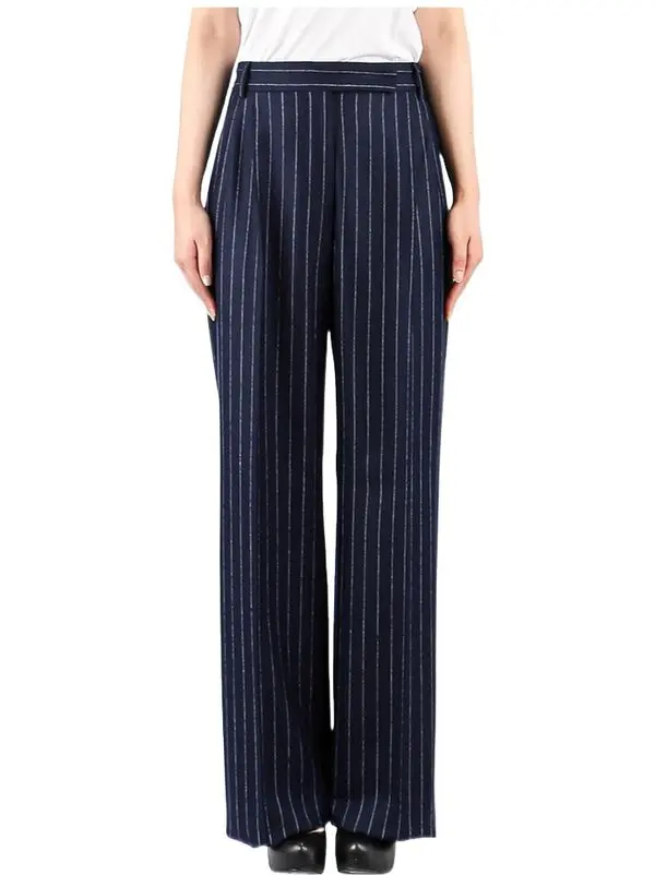 Max Mara Striped Tailored Trousers With Belt Loops - Black