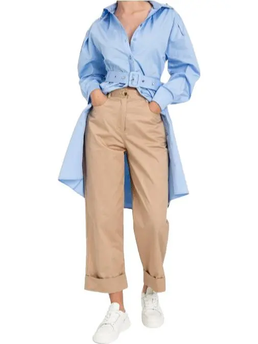 TWINSET Wide-leg Casual Pants With Rolled-up Cuffs - Nude