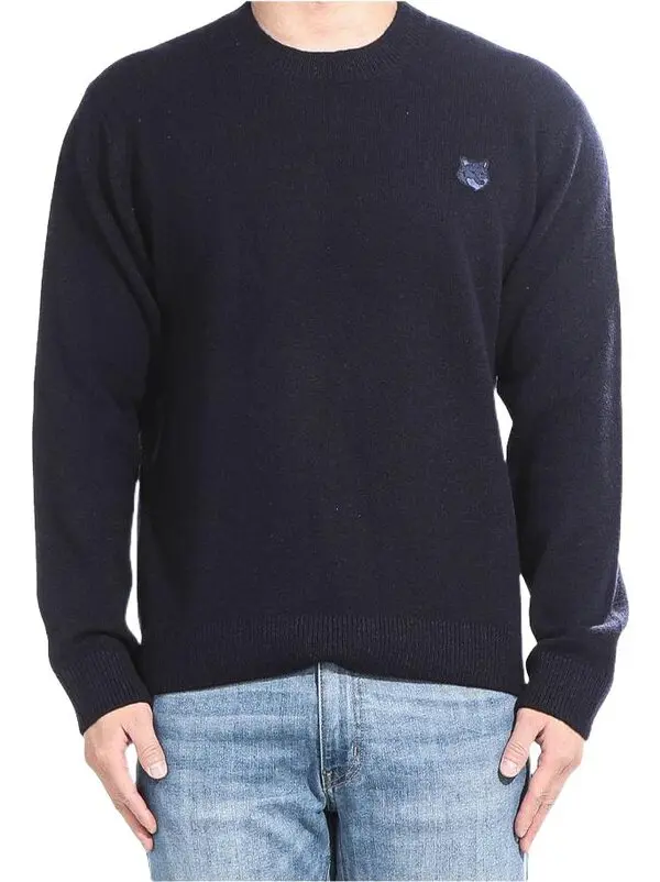 Maison Kitsuné Long Sleeve Crew Neck Sweater - Black