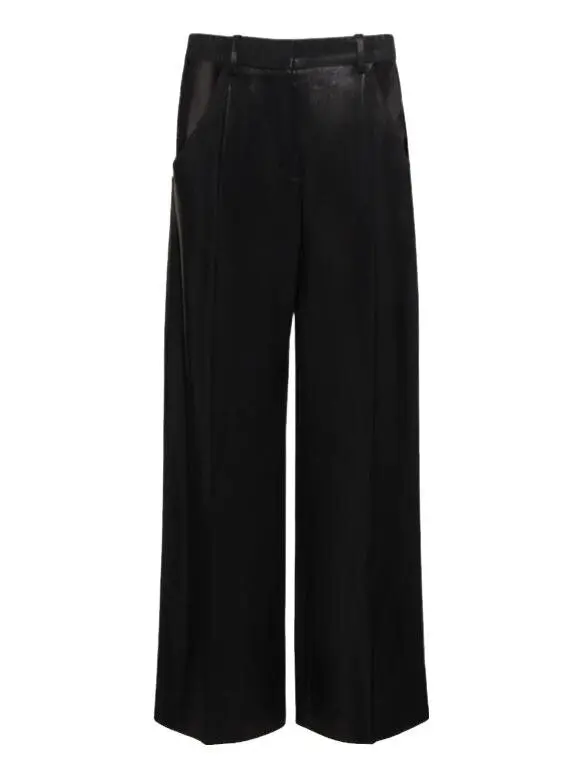 MUGLER Shiny Wool Slouch Pants - Black