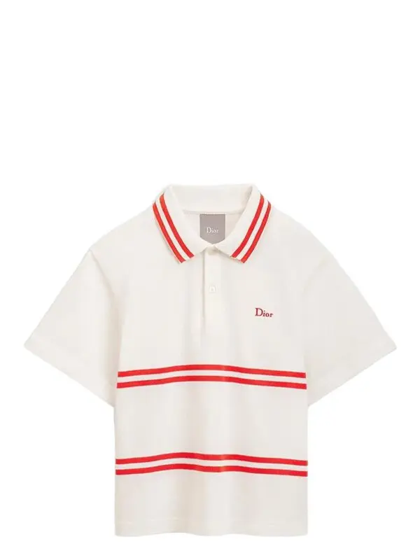 Dior Striped Polo Shirt With Classic Collar - Ivory