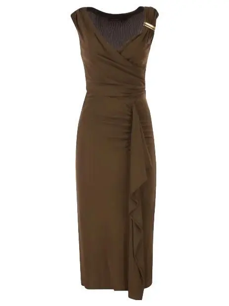 Max Mara Aureo Draped Midi Dress - Brown