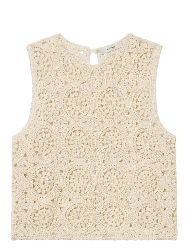 FRAME Crochet Tank With Tulle Details - Cream
