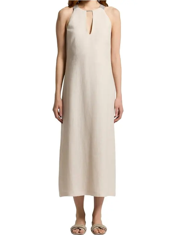 Peserico Halterneck Keyhole Dress - Nude