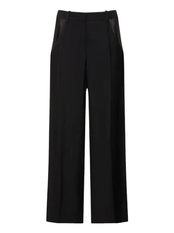 MUGLER Pleated Slouch Wide-leg Trousers - Black