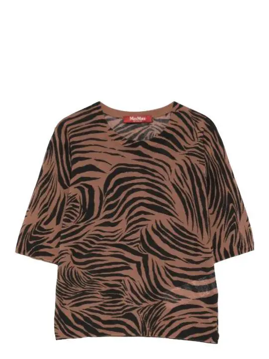 Max Mara Zebra-print Knitted Top - Brown