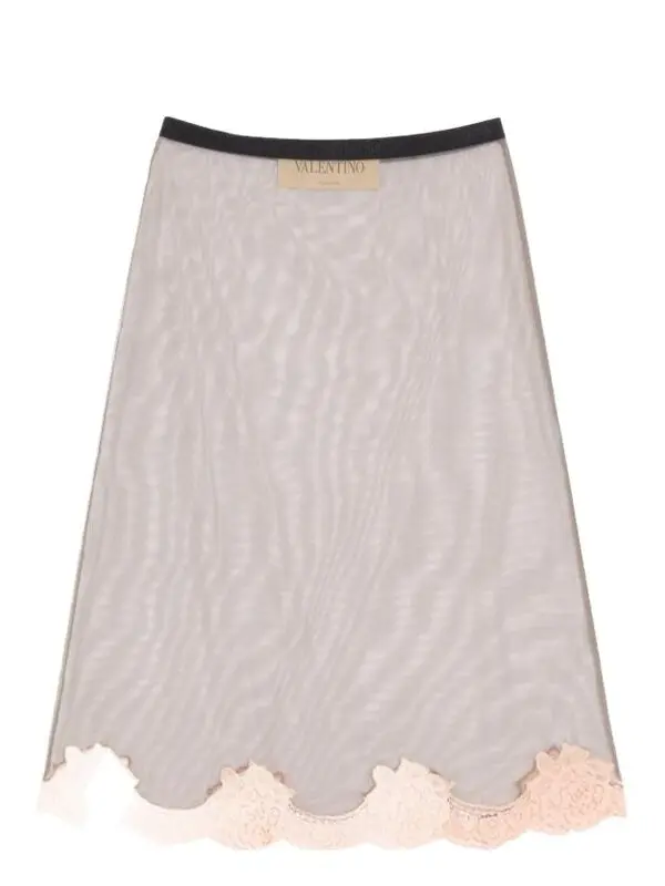 Valentino Garavani Tulle And Lace Trimmed Skirt - White