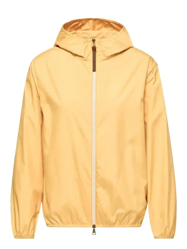 Moncler Zip-up Hooded Jacket With Logo Patch - Yellow