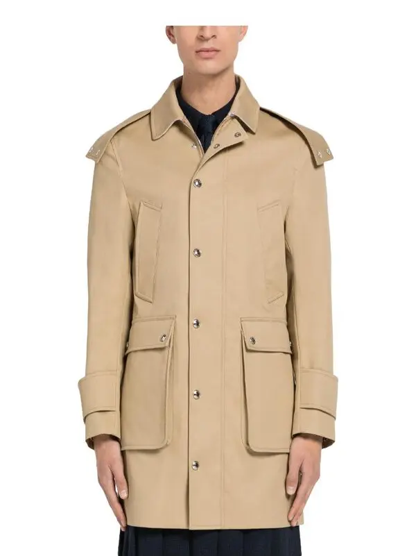 Thom Browne Rwb Stripe Parka Coat - Nude