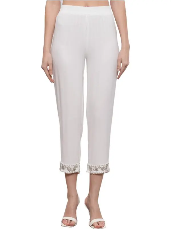 TWINSET Embellished Straight-leg Trousers - White