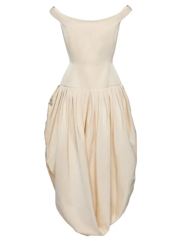 Magda Butrym Off-shoulder Draped Bubble Skirt Dress - Nude