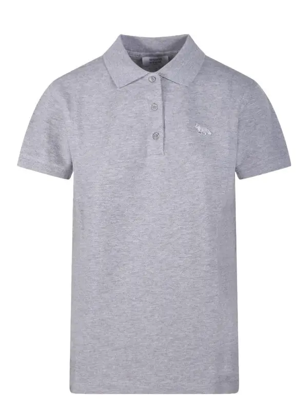 Maison Kitsuné Embroidered Fox Short Sleeve Polo - Gray