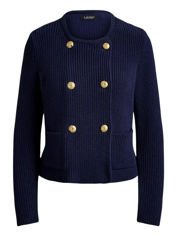 Ralph Lauren Double-breasted Cardigan With Gold Buttons - Black