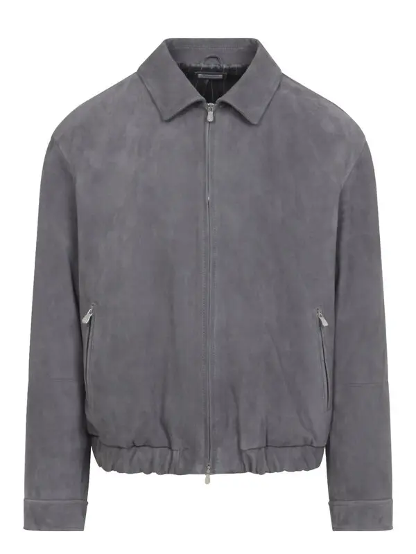 Brunello Cucinelli Suede Zip Jacket - Gray
