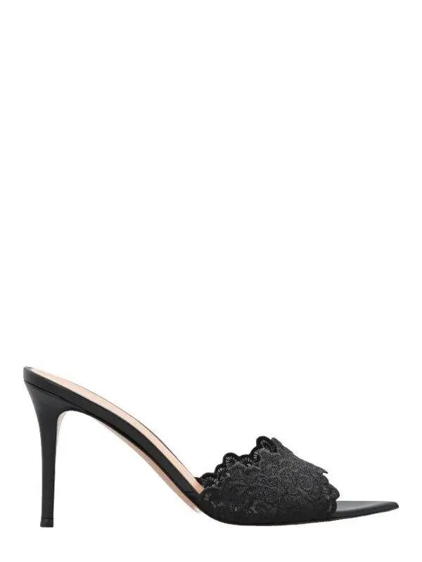 GIANVITO ROSSI Yvonne Lace Heeled Mules - Black