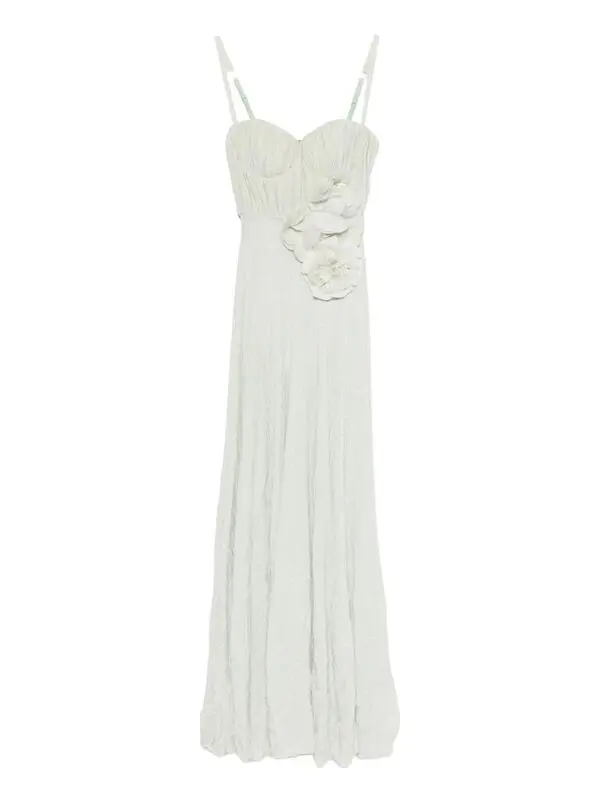 Elisabetta Franchi Floral Applique Maxi Dress - Menta