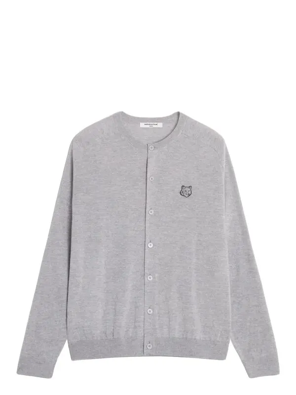 Maison Kitsuné Embroidered Fox Head Cardigan - Grey