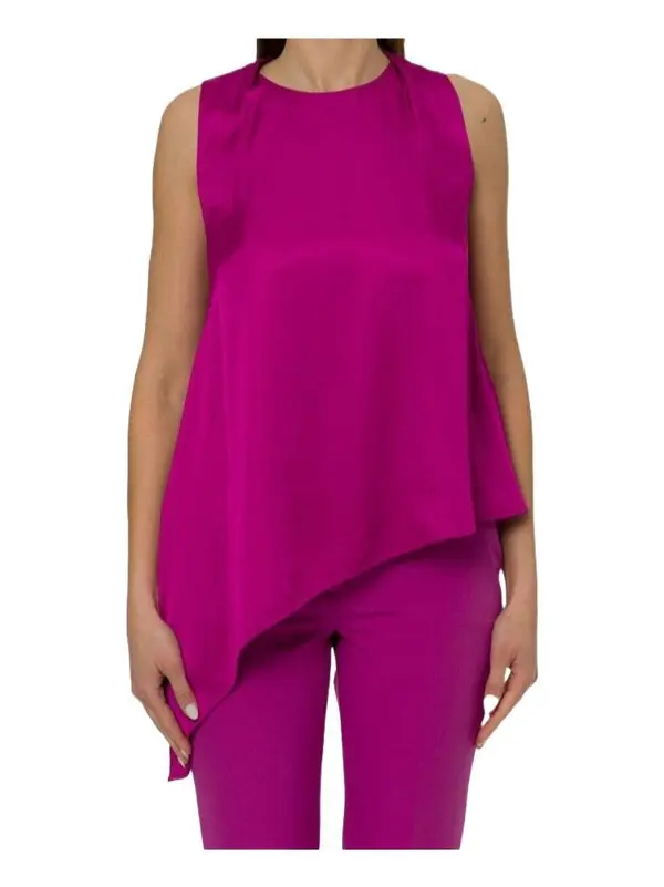 Liu Jo Sleeveless Asymmetrical Satin Top - Purple