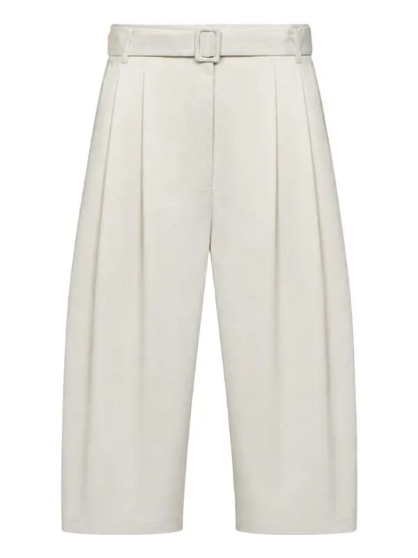 Co Pleated Belted Wide-leg Shorts - Ivory