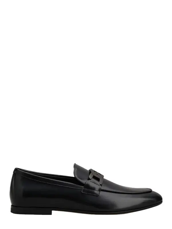 TOD'S Chain-embellished Leather Loafers - Black