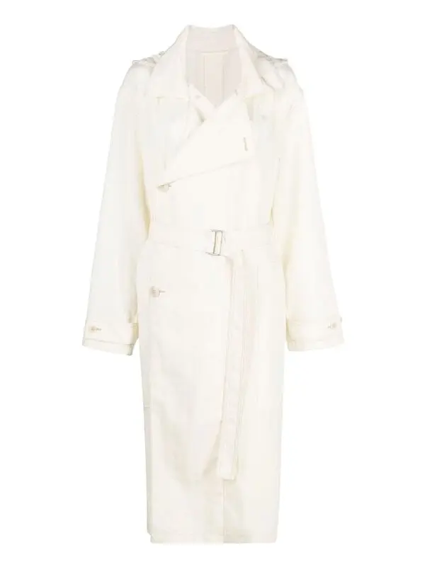 LEMAIRE Double-breasted Hooded Trench Coat - Off White