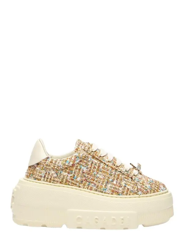 Casadei Nexus Bouclé Sneakers With Pearl Embellishments - Nude
