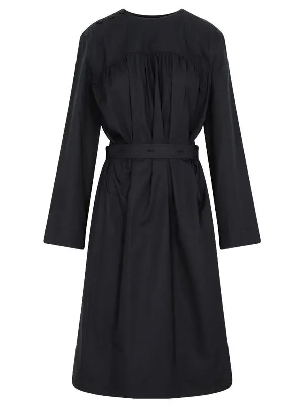 LEMAIRE Long-sleeved Pleated Midi Dress - Black