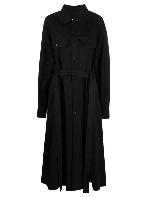 LEMAIRE Belted Long Sleeve Shirt Dress - Black