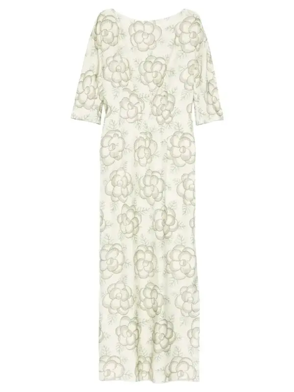 Marni Floral Print Crewneck Maxi Dress - White