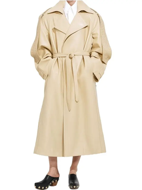 Bottega Veneta Semi Shiny Leather Trench Coat - Rubber Color