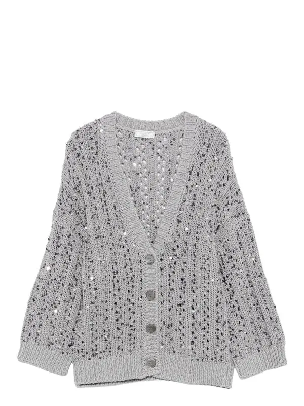 Peserico Sequin Button Cardigan - Gray