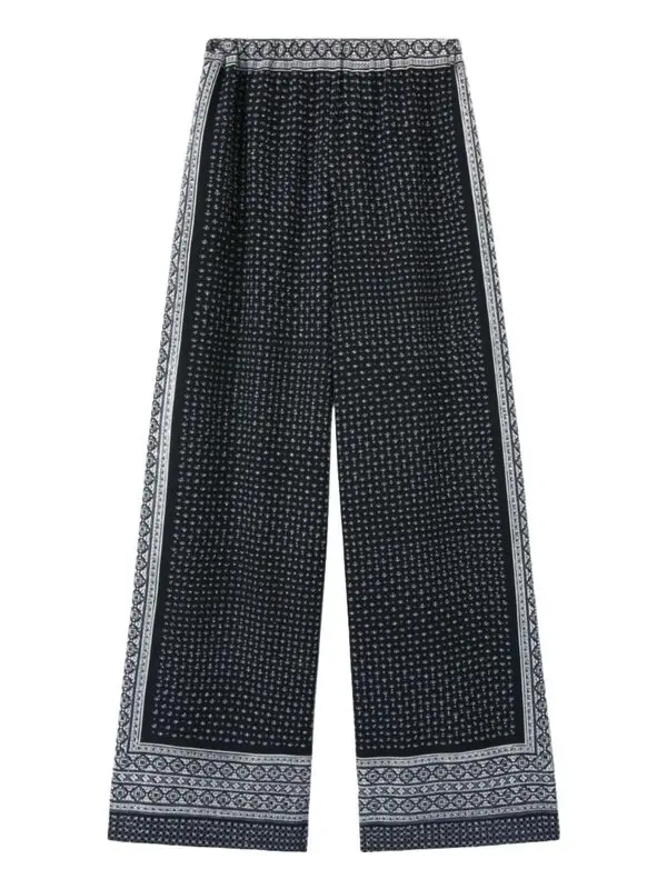 Ermanno Scervino Bandana Print Silk Palazzo Trousers - Black