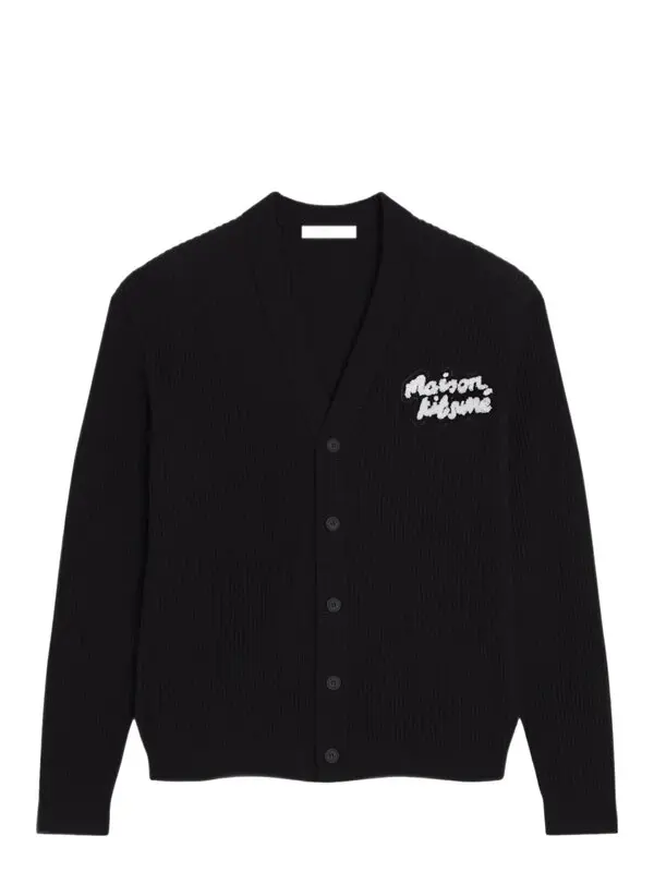 Maison Kitsuné Handwriting Comfort Ribbed Cardigan - Black