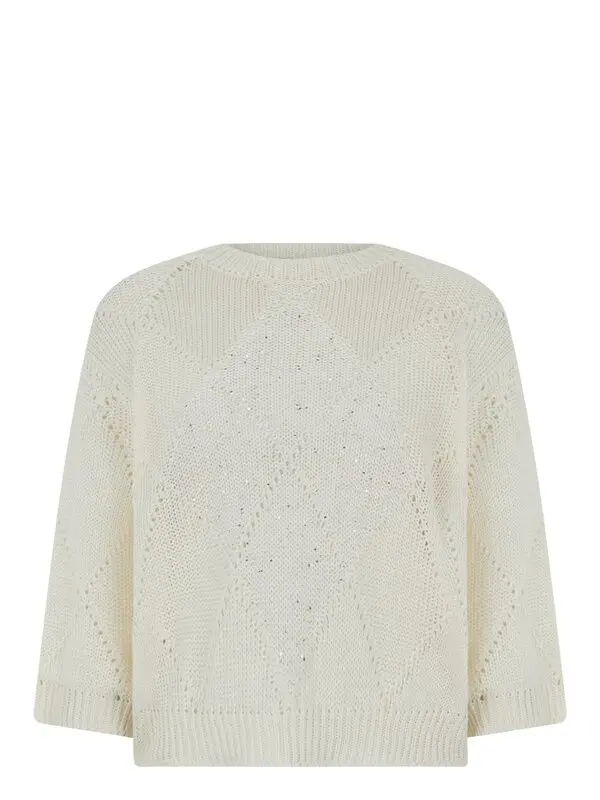 Peserico Sequined Cropped Knitted Sweater - White