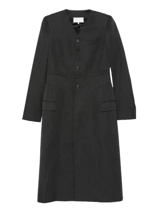 MAISON MARGIELA Single-breasted V-neck Coat - Black